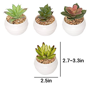 GOODSDECO Artificial Succulent Plants in Pots, Fake Plants for Indoors, Home Garden Decor, Cactus Plants Artificial, Fake Cacti, Faux Succulents, Set of 4