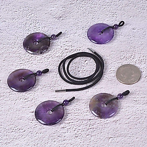 JUST IN STONES womens Natural Amethyst Gemstone 30mm Donut Beads Reiki Chakra Pendant Necklace Handmade Jewelry 22 Inch