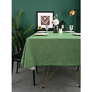 Pioggia Vinyl Tablecloth with Flannel Backing Rectangle Waterproof Oil-Proof Plastic Table Cloth Wipeable PVC Table Cover for Indoor and Outdoor (Dark Green, 60 x 84 Inch)