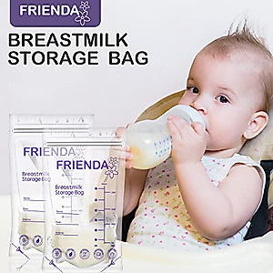 400 Count Breastmilk Storage Bags 7 oz Leak Proof Double Zipper Seal Breast Milk Storing Bags Self Standing Breast Milk Storage Bags for Breastfeeding Refrigerator or Freezer