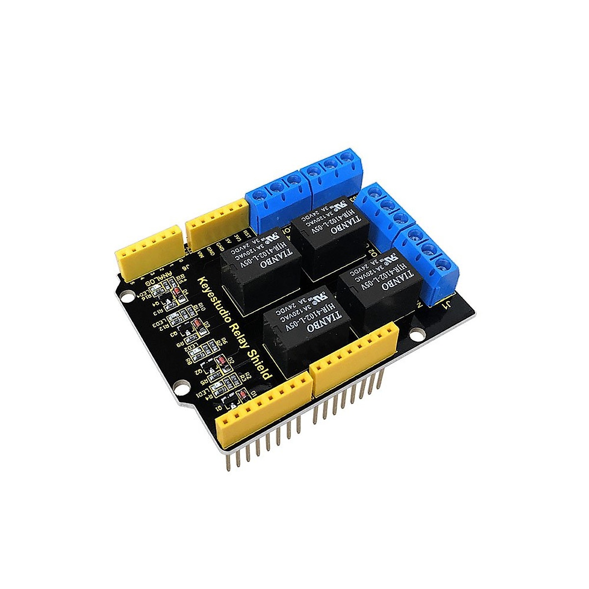 KEYESTUDIO 4 Channel Relay Shield 5V for Arduino Controller R3 ARM PIC AVR STM32 Raspberry Pi HIGH Level Trigger Relay Module Expansion Board