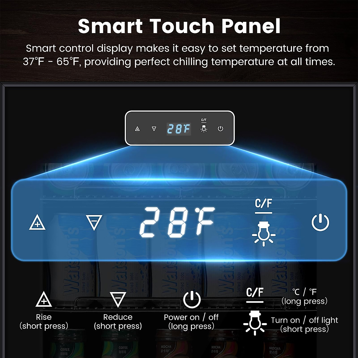 COLOZO 17 Inch Freestanding Beverage Refrigerator Cooler, 96 Cans Mini Fridge with Glass Door, Removable Shelves for Soda, Water, Beer or Wine, Small Drink Refrigerator for Home Office Bar