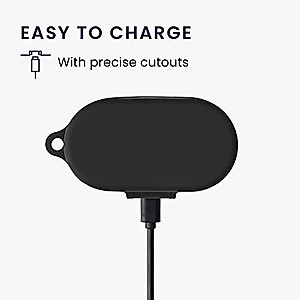 kwmobile Silicone Cover Compatible with OnePlus Nord Buds - Case Cover Stick-On Skin with Clip - Black