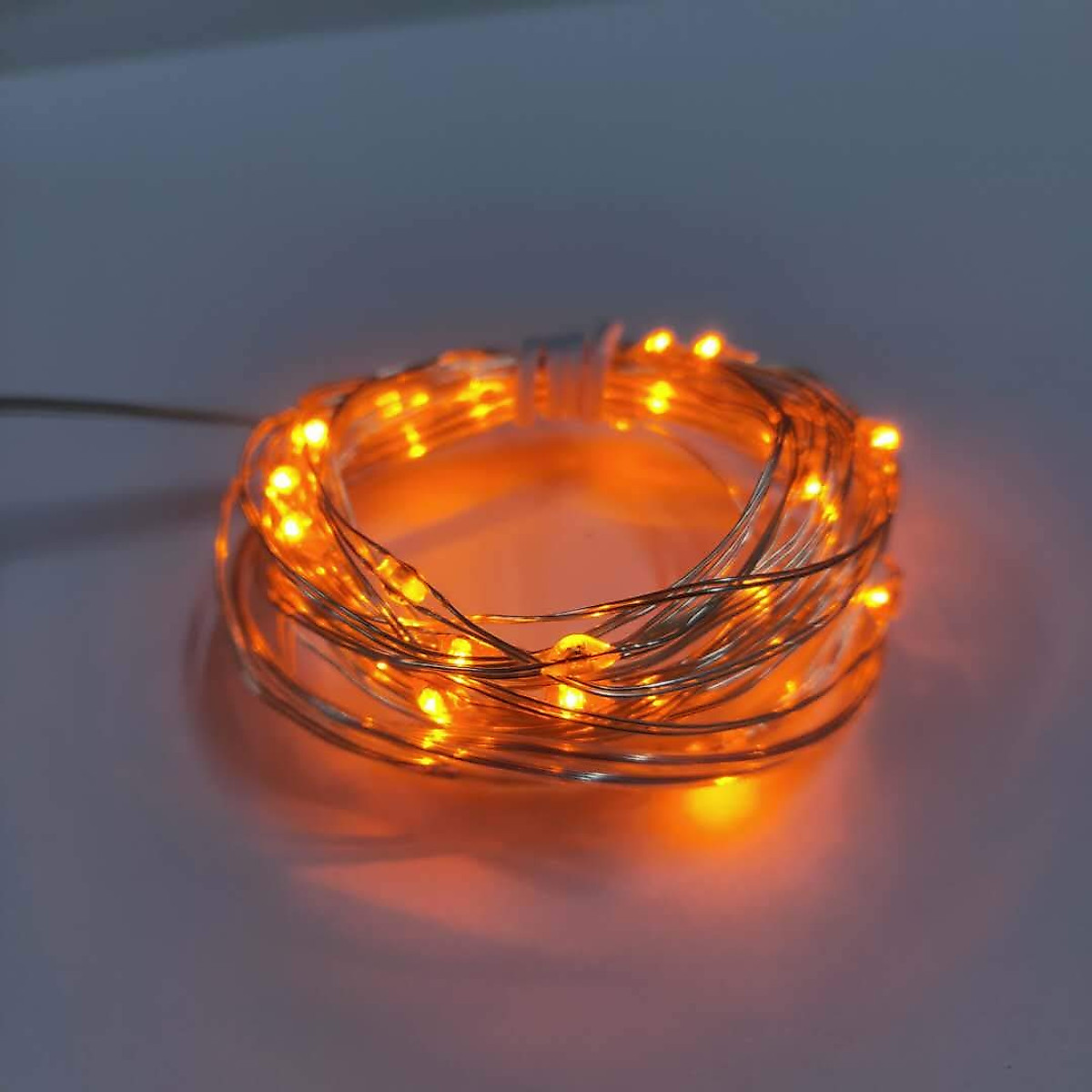 yongzhenlite Set of 2 Battery Operated Mini Led Fairy Light Indoor String Light with Timer 6 Hours on/18 Hours Off for Christmas Party Decoration,30 LED,10 Feet Silver Wire (Orange Color)