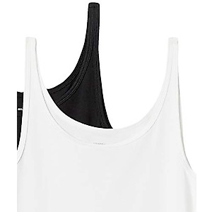 Amazon Essentials Women's Slim-Fit Thin Strap Tank Top, Pack of 2, Black/White, Large
