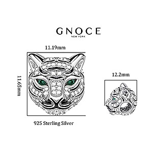 GNOCE Royal Tiger Head Charms for Bracelet S925 Sterling Silver Animal Bead Charm Tiger Punk Rock Pendant Charms for Women Men Necklace