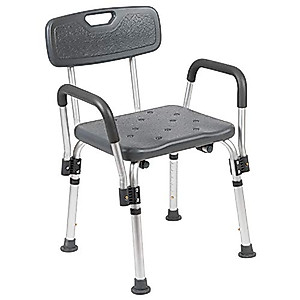 Flash Furniture HERCULES Series 300 Lb. Capacity, Adjustable Gray Bath & Shower Chair with Depth Adjustable Back