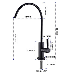 Anpean Drinking Water Faucet, Lead-Free, SUS304 Stainless Steel Kitchen Water Filter Faucet for Reverse Osmosis and Water Filtration Systems, Matte Black