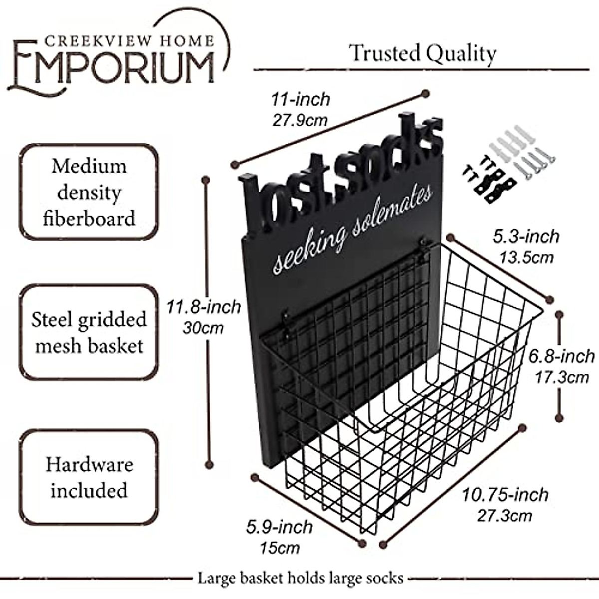Creekview Home Emporium Lost Socks Seeking Soulmates Basket Sign - Missing Sock Bin Lost Socks Basket for Laundry Room