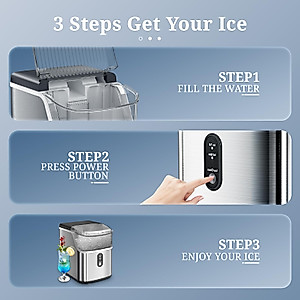 Antarctic Star Nugget Ice Maker Countertop - Chewable ice, Pebble Ice Maker Machine, 35lbs/24h, Auto-Cleaning Countertop Ice Machine, One Button Operation Ice Maker for Party/Home/Camping…