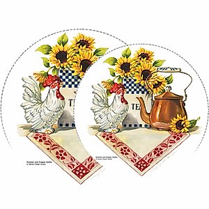 Reston Lloyd Electric Stove Burner Covers, Set of 4, Rooster & Copper Kettle All-Over Pattern