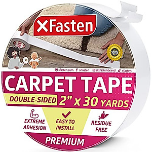 XFasten Double Sided Carpet Tape - Heavy Duty 2” x 30 yds Residue-Free Carpet Tape for Area Rugs Over Carpet, Keep Rug in Place, Rug Tape Hardwood Floor, Anti Slip Double Sided Rug Tape for Carpet