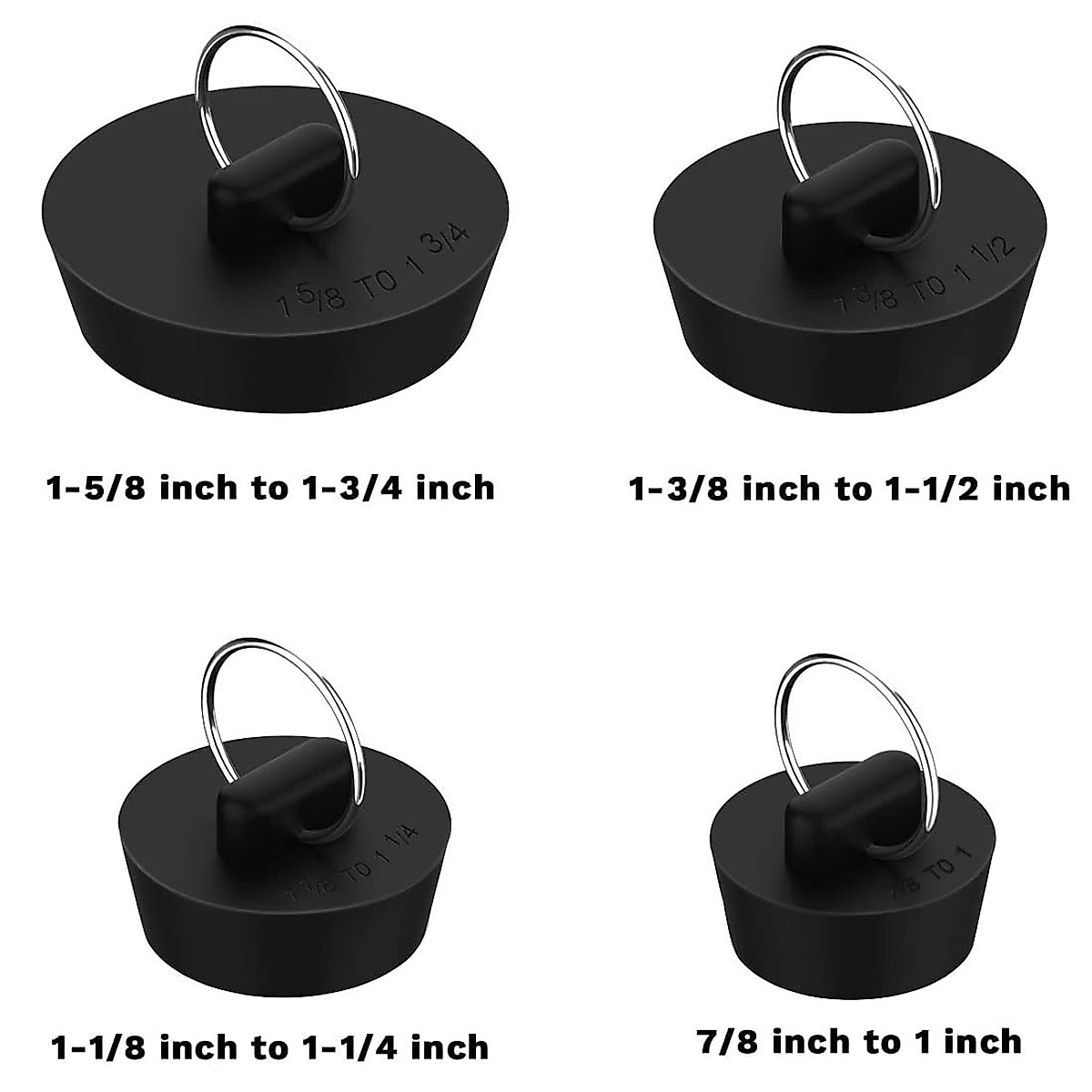 AIYUENCICI 4 Pieces Bath Tub Drain Stoppers, Sink Bathtub Plug Rubber Pool Plugs Bathtub Caps Water Stopper Seal with Hanging Ring for Kitchen Bathroom Laundry Bar