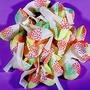 Glow In The Dark Party Supplies Glow Party Neon Party Supply Set, 98.4ft 6Rolls Blacklight Luminous Tape 14.4ft Neon Streamers Garland 25Pcs Fluorescent Neon Balloon Decor(Clear,Dot)