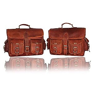 Saddle Bags Motorcycles Bike Powersports Accessories Road Bicycle 15 Inches Pair Leather Brown Scooter Panniers Saddlebags Water Saddle Rear Rack Bag Panniers for Tool Gear Pouch