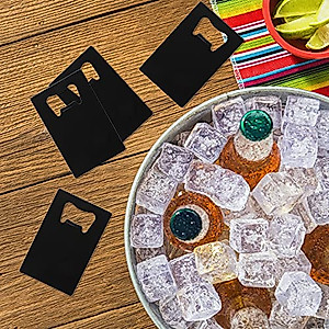 40 Pieces Credit Card Bottle Opener Poker Groomsmen Wallet Beer Bottle Opener Black Metal Credit Card Size Square Opener for Wallet and Pocket, Party Wedding Favor