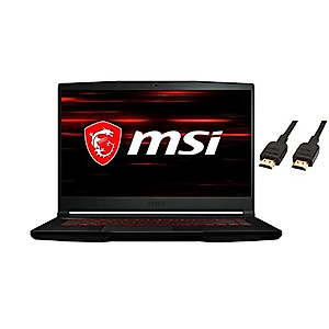 MSI GF63 15.6" FHD Premium Gaming Laptop | Intel 6-Core i5-10500H | 8GB RAM | 256GB SSD | NVIDIA GeForce GTX 1650 Max-Q | Backlit Keyboard | Windows 11 | with HDMI Cable Bundle