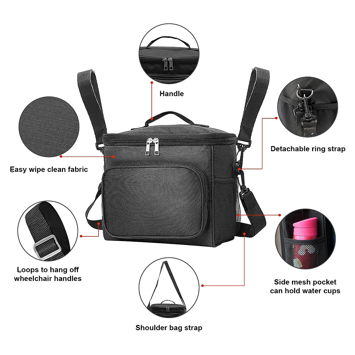 Wheelchair Bag,Wheelchair Accessories,Electric Wheel Chair Accessories Adults,Wheelchair Bags To Hang On Back,Provides Storage on Wheelchairs and Transport Chairs for Elderly and Disabled