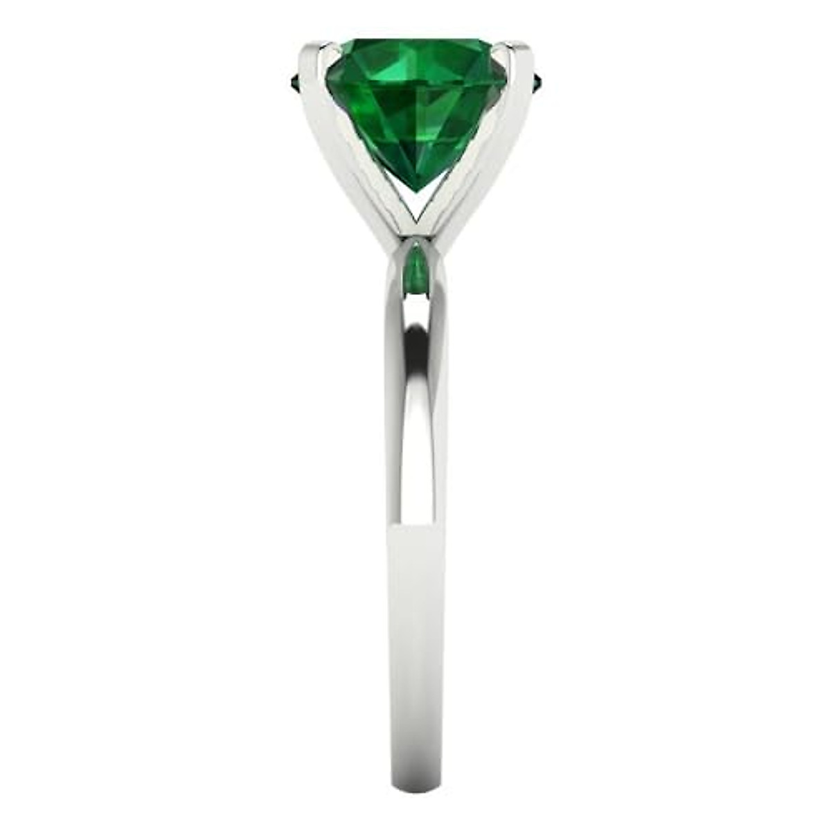 Clara Pucci 3.0 ct Round Cut Custom Engraving emerald Gem Engagement Wedding Solitaire W/Accent Ring in 18K White Gold for Women Size 11