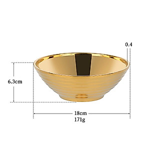 Buyer Star Gold Ramen Noodle Soup Bowl,2 PCS Double Layer 18/8 Stainless Steel Bowl(7.09 inch)
