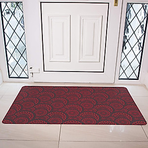 Shape28 Floor Mat Ultra-Thin Kitchen Bathroom Rug with Non Slip Rubber Backing 35”x23” Red Design 1S