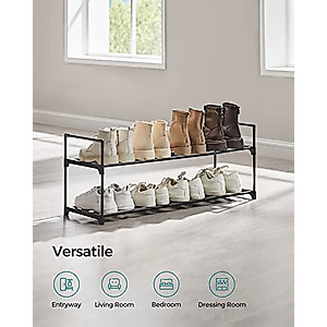 SONGMICS Shoe Rack, 2 Tier Shoe Organizer, Metal Shoe Storage Shelf for 10 Pairs of Shoes, Easy to Assemble, Entryway, Black ULSA12BK