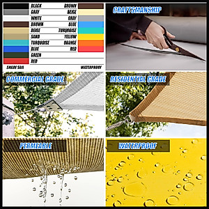 Royal Shade 10' x 10' x 10' Beige Triangle Sun Shade Sail Canopy Outdoor Patio Fabric Screen Awning RTAPT10 - UPF50+ 95% UV Blockage, Heavy Duty, Water & Air Permeable (We Make Custom Size)