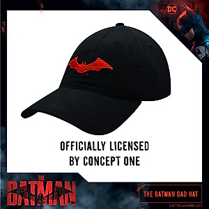 DC Comics The Batman Dad Hat, Embroidered Logo Adult Baseball Cap with Flat Brim, Black, One Size