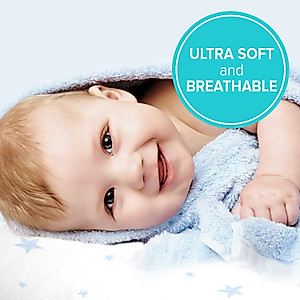 Kushies Baby Fitted Bassinet Sheets - 30 x 18 x 2 Bassinet Mattress Mini Crib Sheets - Blue Scribble Stars Bassinet Cover Mini Crib Mattress - Mattress For Playpen & Bed Side Bassinets Mini Crib Sheet (S335605)