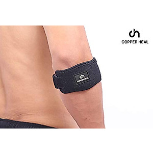 COPPER HEAL Elbow Brace (PAIR) - ADJUSTABLE Support & Medical Recovery from Tennis Elbow or Lateral Epicondylitis arm sleeves men nerve rennis workout pads softball