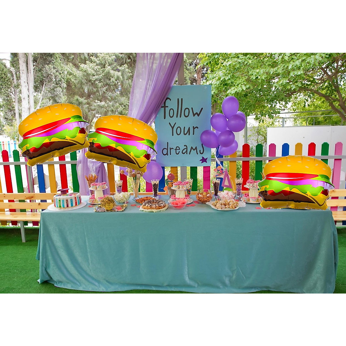 2PCS Hamburger Balloons Foil Aluminum Food Balloon Birthday Party Decorations