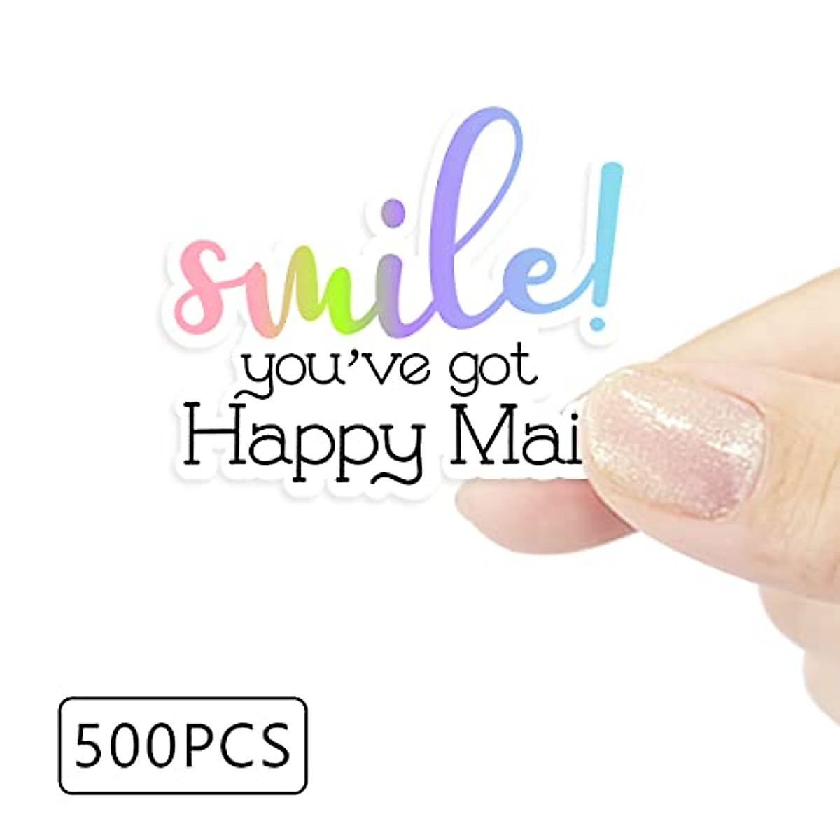 Wailozco Smile You’ve Got Happy Mail Stickers,Thank You Stickers,Handmade Stickers,Small Shop Stickers,Envelopes Stickers for Small Business, Online Retailers,Handmade Goods,500 Labels Per Roll