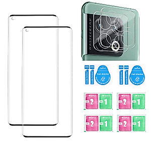 YRMJK 2+2 Compatible OnePlus 10 Pro Screen Protectors + Camera Lens Protectors, 3D Full Coverage 99% HD Clarity 9H Premium Tempered Glass Compatible OnePlus 10 Pro