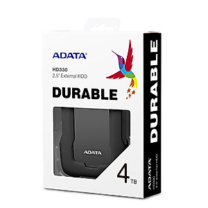 ADATA HD330 4TB USB 3.1 Shock-Resistant Extra Slim External Hard Drive Black (AHD330-4TU31-CBK)