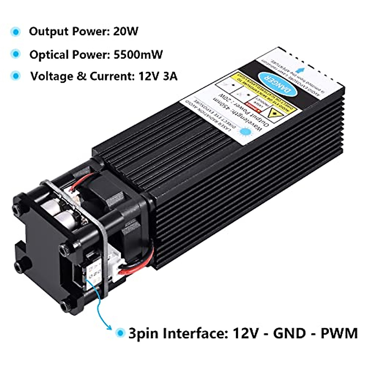 Upgraded Engraver Module for CNC Machine, Mcwdoit 445nm 5500mW Optical Power/ 20W Electric Power for CNC Router 3018Pro/ 3018 Max/4540
