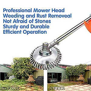 HUYUR 8 Inches Steal Wire Brush Cutter Trimmer Head with Blade Adapter for String Trimmers, Rust Removal, Lawn Mower - Cutter Garden Grass Accessories Tool