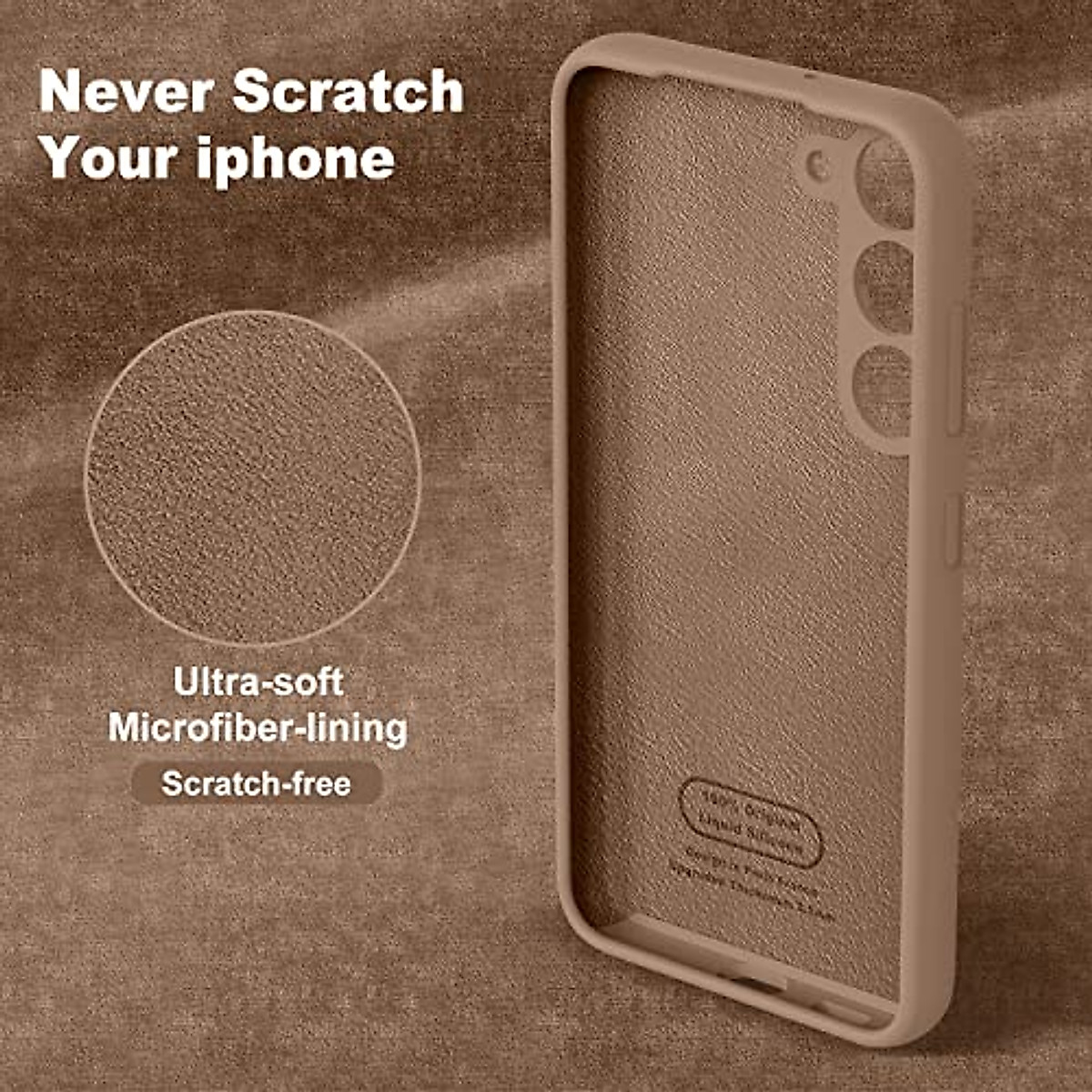 TISOOG Compatible with Galaxy S23 Case 6.1 inch-Silicone Full Cover Shockproof Protective Case with Soft Microfiber Lining Support Wireless Charging Phone Case for S23,Light Brown