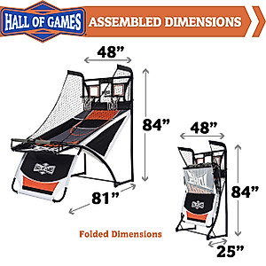 Hall of Games 2 Player Arcade Basketball Game, Black/Grey