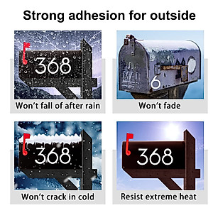 2 inch Reflective Mailbox Numbers for Outside, 5 Sets Number Stickers with Sticky Tabs for Easy Backing Peeling, Pre-cut Self Adhesive Vinyl House Numbers