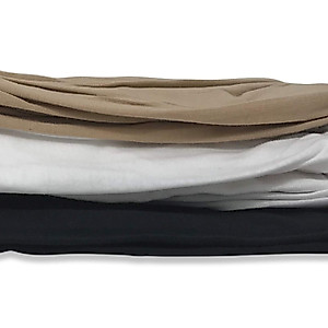 Sexy Basics Women's Cotton Soft V-Neck Sleepwear Shirt/Nightwear Shirt -Pack of 3 (3 Pack -Black/Nude-Khaki/White, Large)