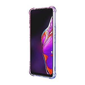 ZMONE Phone Case for Infinix Hot 10S Case with Tempered Glass Screen Protector [2 Pack], Clear Gradient Soft TPU Bumper Slim Anti-Scratch Shockproof Protective Cover - Blue/Pink