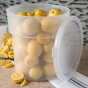Carlisle FoodService Products Bain Marie Round Food Storage Container with Stackable Design for Kitchens, Restaurants, Catering, Plastic, 18 Quarts, Clear