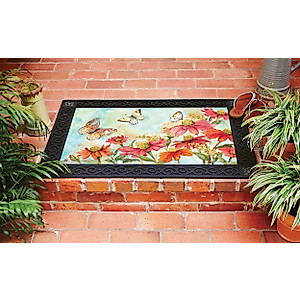 Studio M MatMates Summer Zinnias Decorative Floor Mat Indoor or Outdoor Doormat with Eco-Friendly Recycled Rubber Backing, 18 x 30 Inches