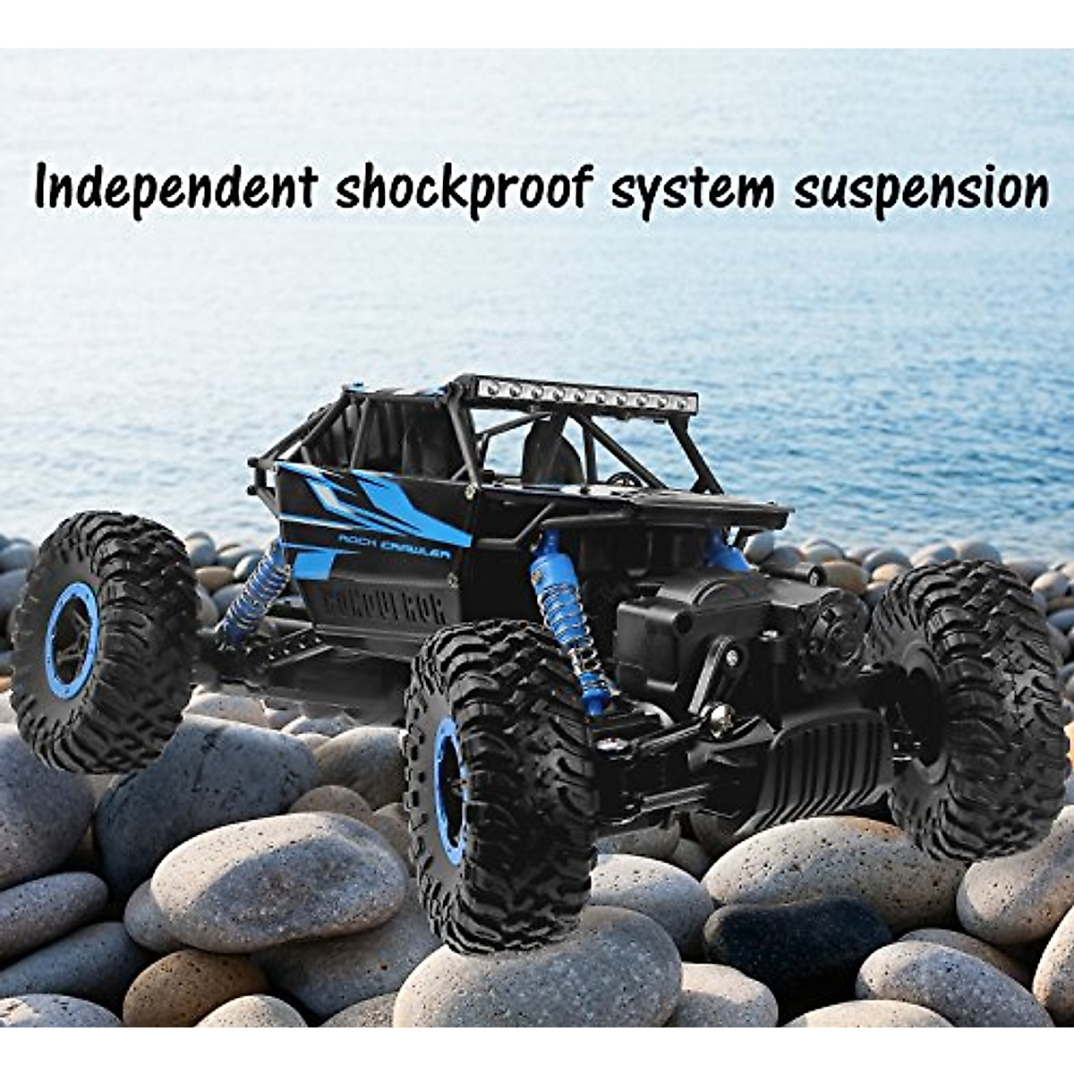 Click N' Play Remote Control Car 4WD Off Road Rock Crawler Vehicle 2.4 GHz, Blue