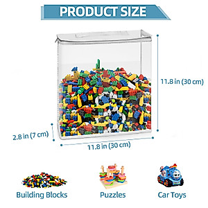 Hoyula 6 Pack Transparent Toy Storage Bag, Clear Toy Organizer Case with Zipper for Blocks Set, Puzzles, Small Toys