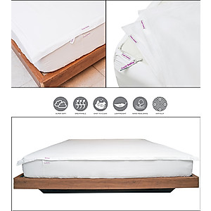 Eyptian Cotton - Includes 1 Fitted Sheet Base & 2 Zip-On Sheets - 15” Inch. Deep Pockets Zipper Sheets Queen Size - Eyptian Cotton 800 TC Zipper Fitted Sheet - (White Colour)