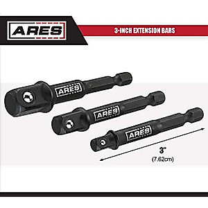 ARES 70000-3-Inch Impact Grade Socket Adapter Set - Turns Impact Drill Driver into High Speed Socket Driver - 1/4-Inch, 3/8-Inch, and 1/2-Inch Drive