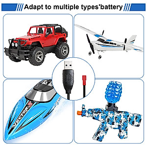 KBT 2-Pack JST-2P USB Charger Cable for 3.7V Li-ion RC Car Battery, 800mA Charging Speed Compatible for 3.7V RC Car Battery