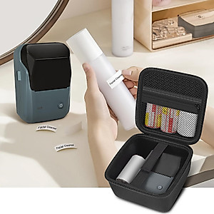 Carrying Case for NIIMBOT B1/B21 Label Makers Machine with Tapes, for Phomemo M221/M220/M110 Thermal Barcode Stickers Printer, Holder for Labeling Refills, Paper Roll & Accessories - Box Only (Black)