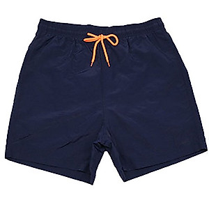 Gopune Mens Slim Fit Quick Dry Short Swim Trunks with Mesh Lining (Navy,M)
